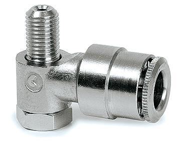 Tube connector M6x0.75 male for tube oØ 6 mm 90° - swivel type (brass ...